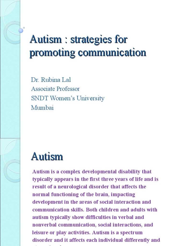 Autism-Strategies For Communication | PDF | Autism Spectrum | Autism