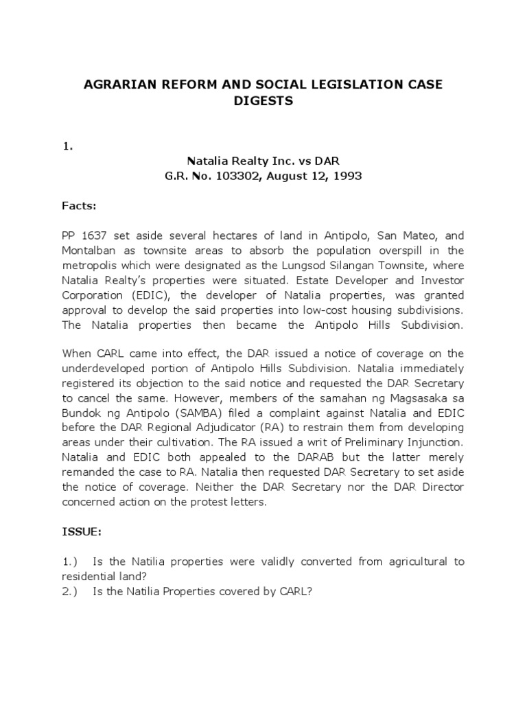 Agra Case Digests Compilation | PDF | Leasehold Estate | Legal Concepts
