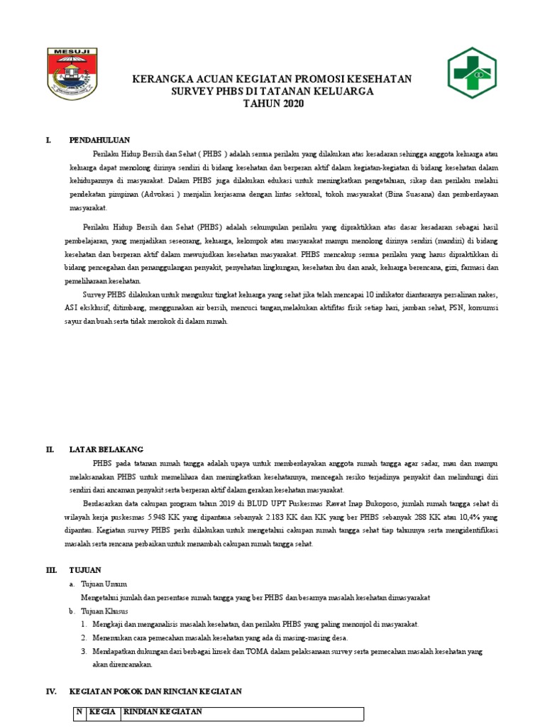 Kak Survei PHBS | PDF