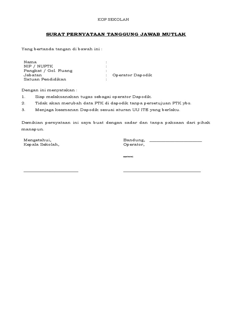 Contoh SPTJM Ops | PDF