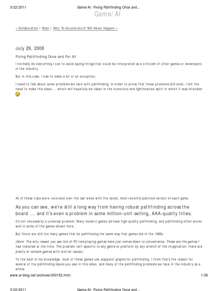 AI - Fixing Pathfinding Once and For All | PDF | Artificial ...
