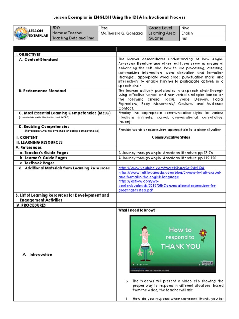 LE-English-Grade 9-Q1-MELC 3 | PDF | Distance Education | Nonverbal ...