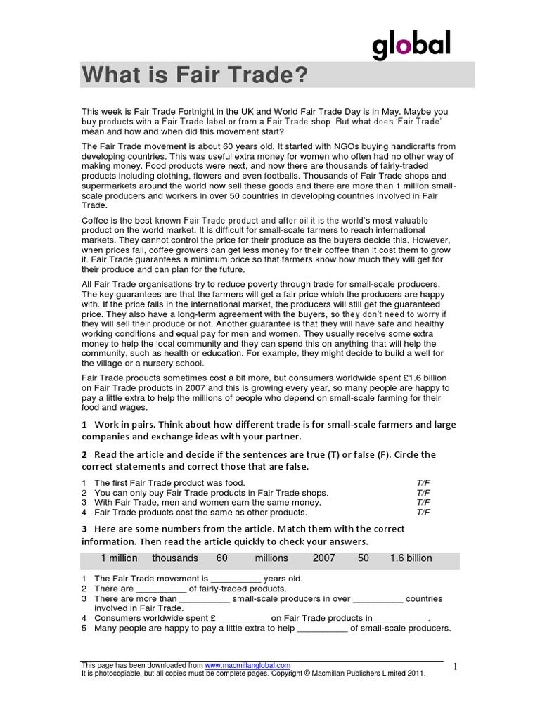 Global Elesson058 FairTrade | PDF | Fair Trade | Economies
