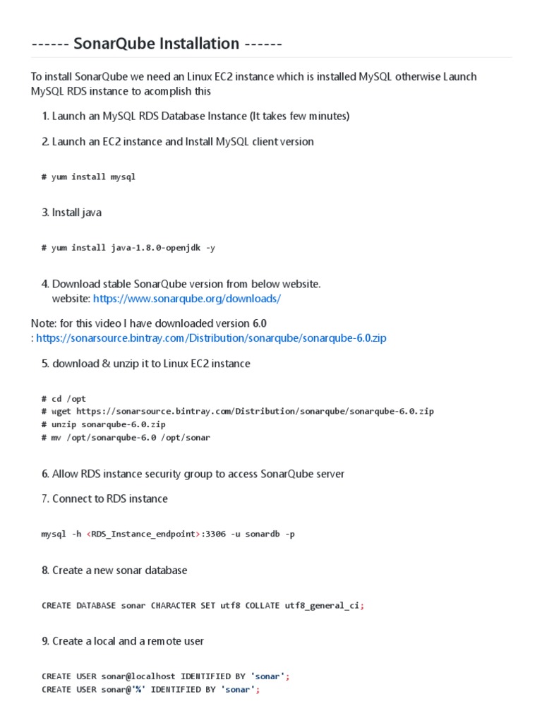 SonarQube Installation in EC2 | PDF | My Sql | Linux