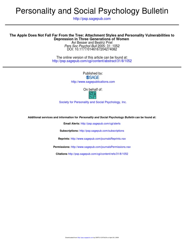 Personality and Social Psychology Bulletin | PDF | Attachment Theory ...