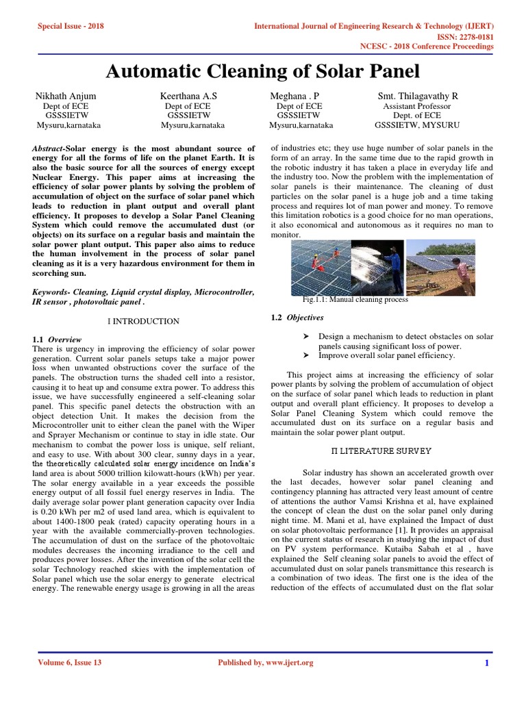 Automatic Solar Panel Cleaning System | PDF | Photovoltaics | Solar Power