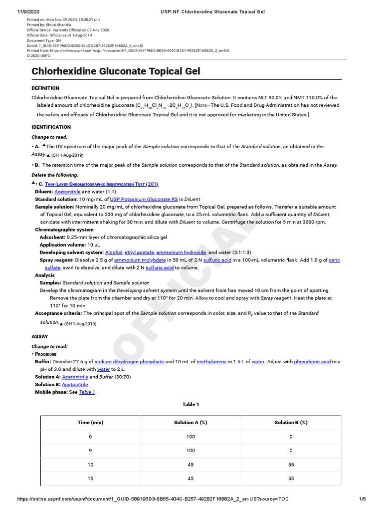 Chlorhexidine Gluconate Topical Gel | PDF | Chromatography | Chemical ...