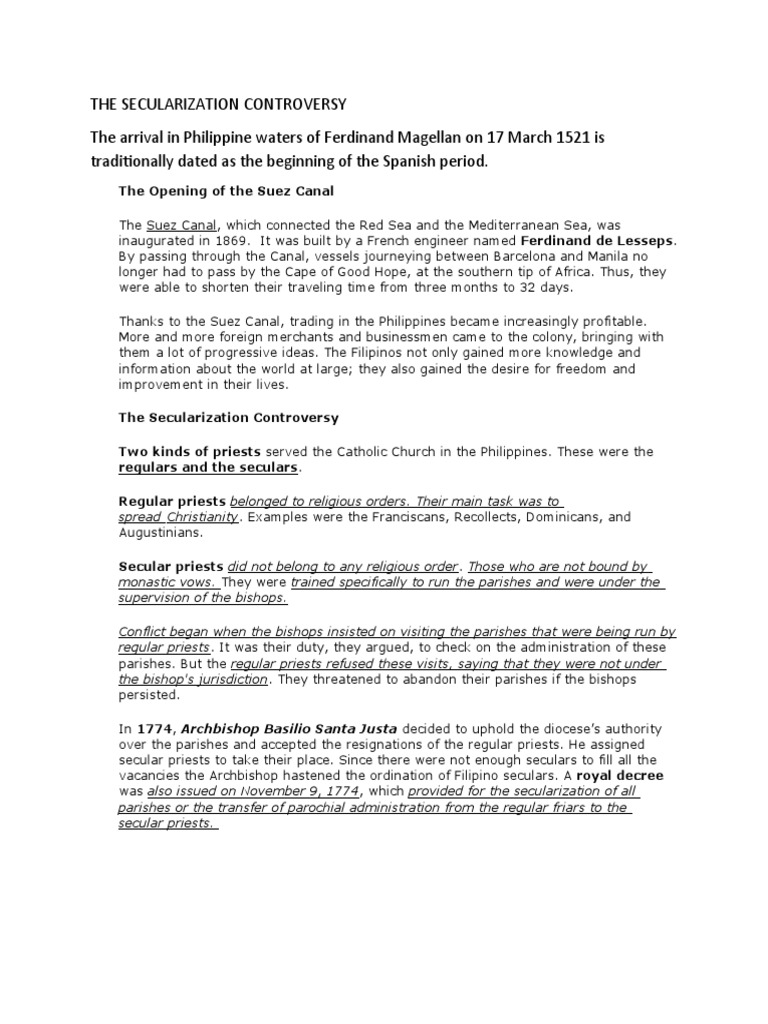 Secularization Controversy in the Philippines | PDF | Philippines ...