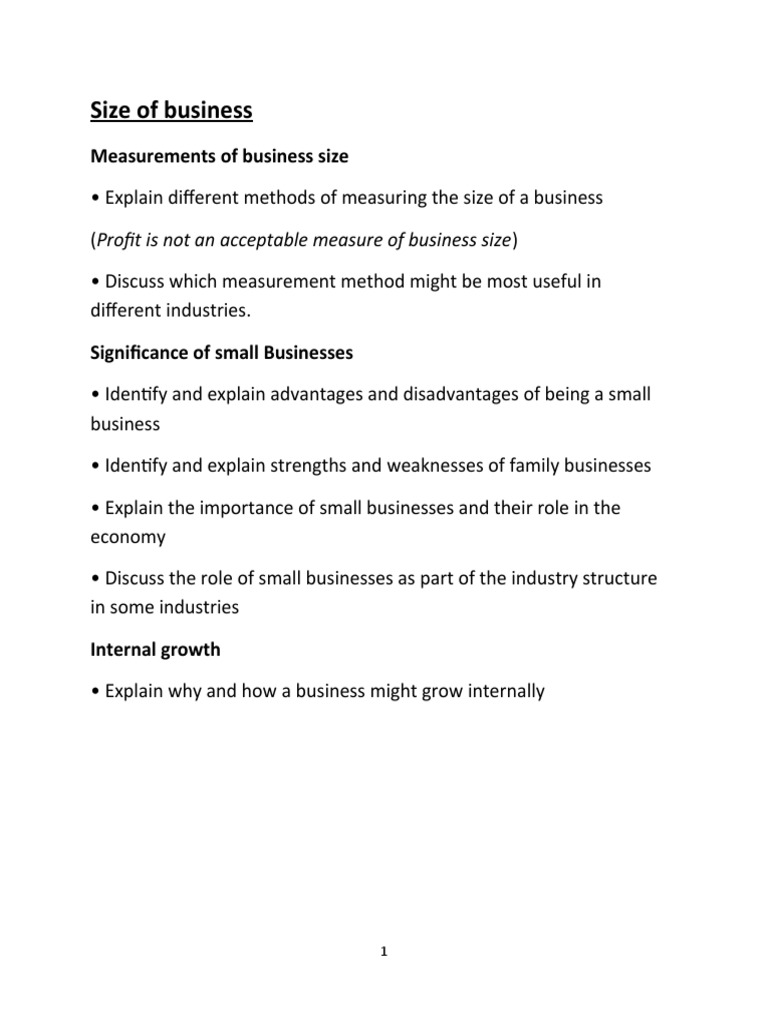 Measuring Business Size Methods | PDF | Investing | Economies Of Scale