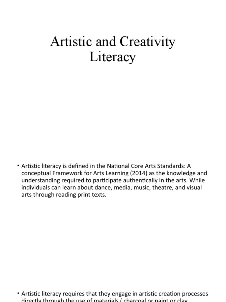 Artistic and Creativity Literacy | PDF | Creativity | Literacy
