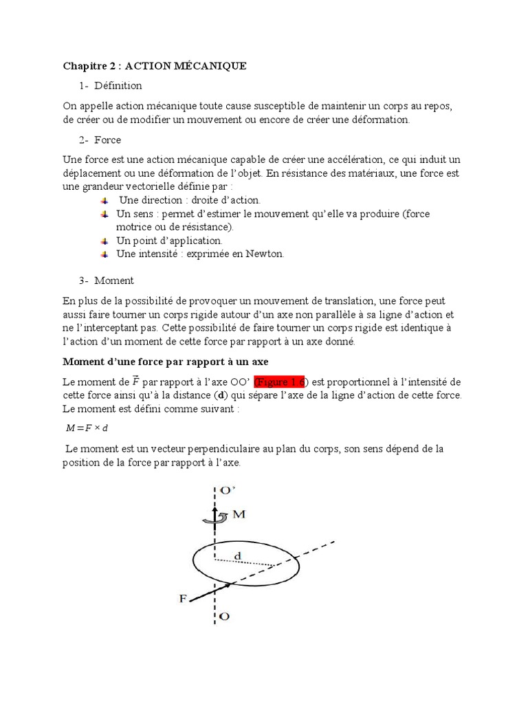 Cours RDM Chapitre II | PDF | Moment d'une force | Obliger