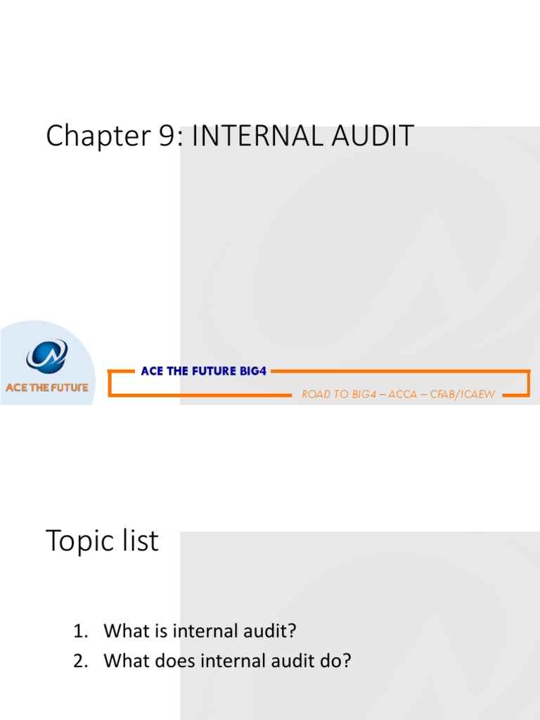 Chapter 9: Internal Audit: Ace The Future Big4 | PDF | Internal Audit ...