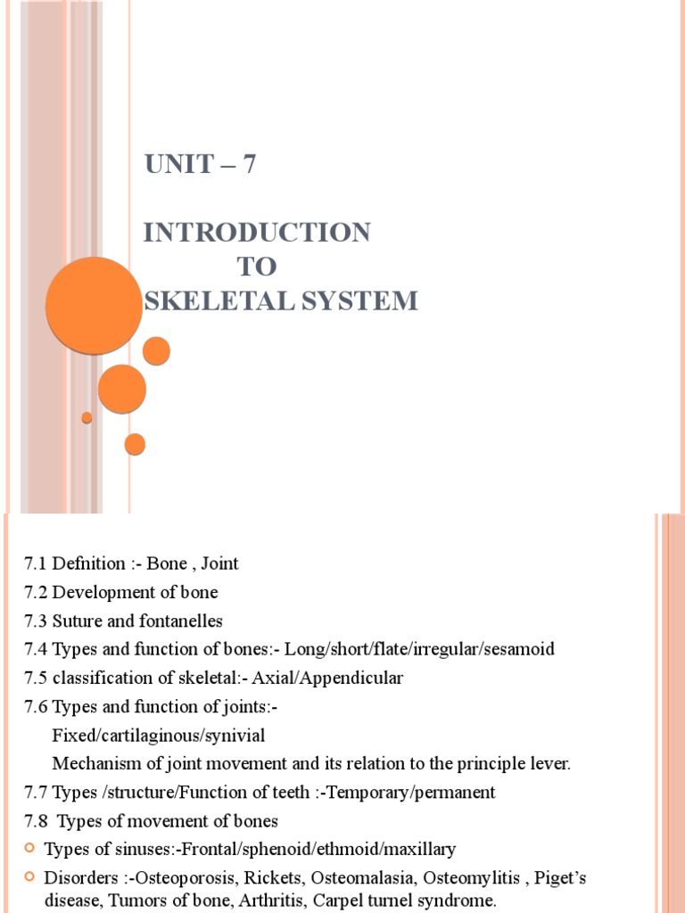UNIT - 7 Skeletal System | PDF | Lever | Bone