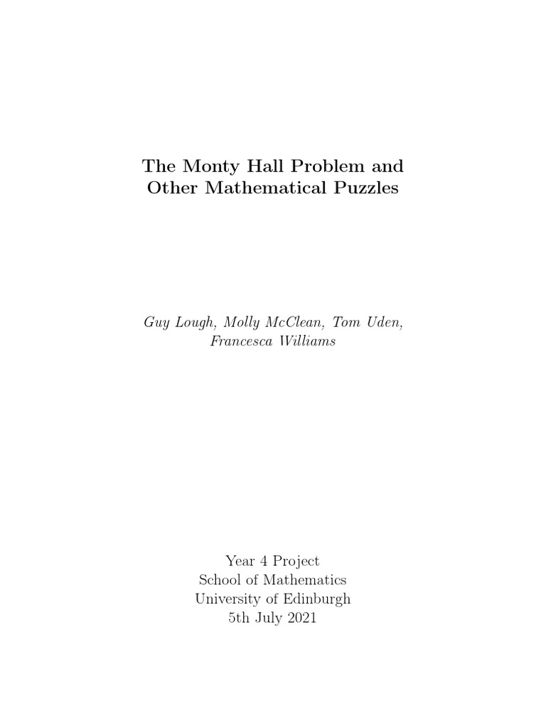 The Monty Hall Problem and Other Mathematical Puzzles | PDF ...