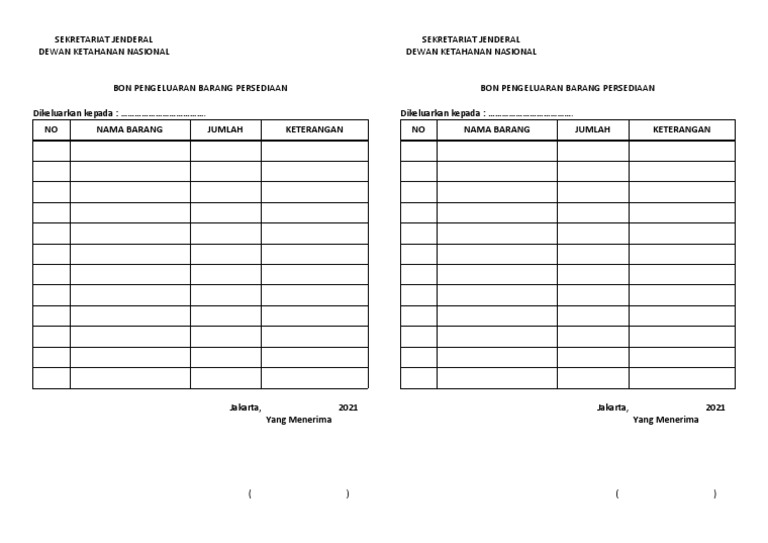 Format Bon Pengeluaran | PDF
