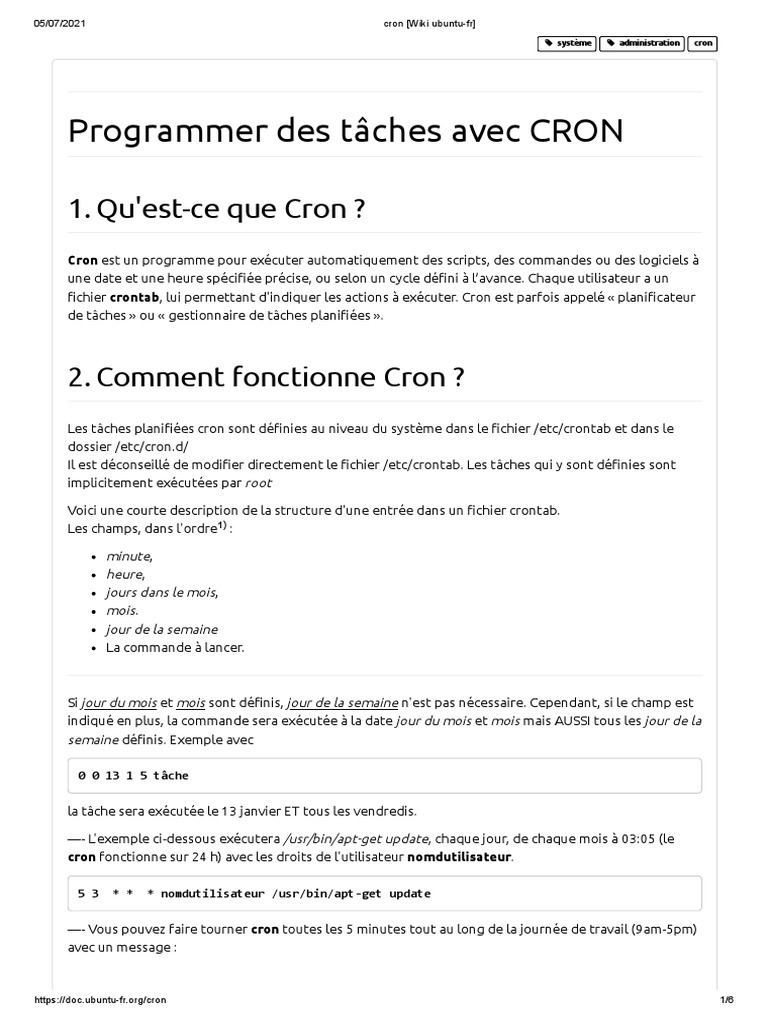 Programmer des tâches avec Cron sur Ubuntu | PDF | Unix | Gestion ...