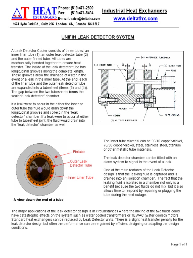Industrial Heat Exchangers: Unifin Leak Detector System | PDF | Leak ...