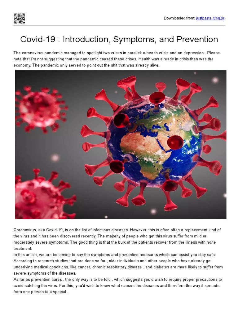 Covid-19 Introduction, Symptoms, and Prevention | Download Free PDF ...
