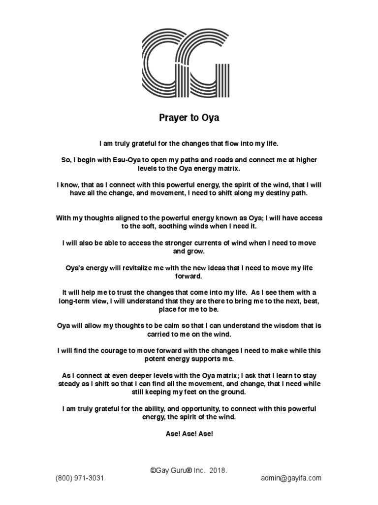 Prayer To Oya | PDF