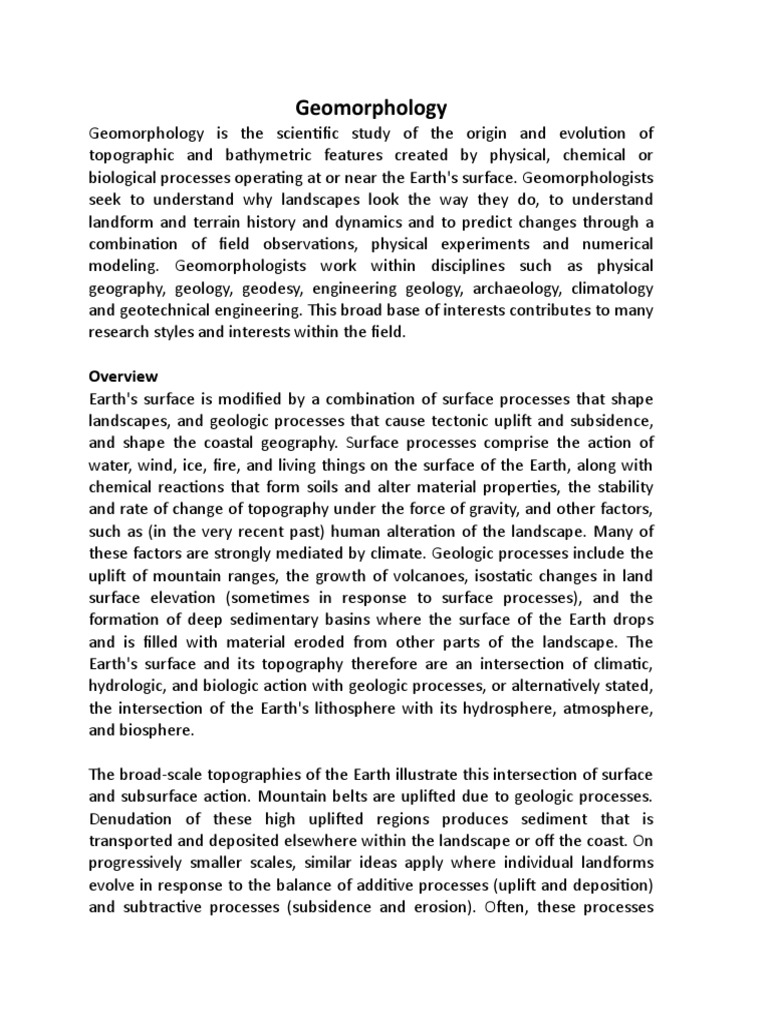Geomorphology | PDF | Geomorphology | Earth Sciences