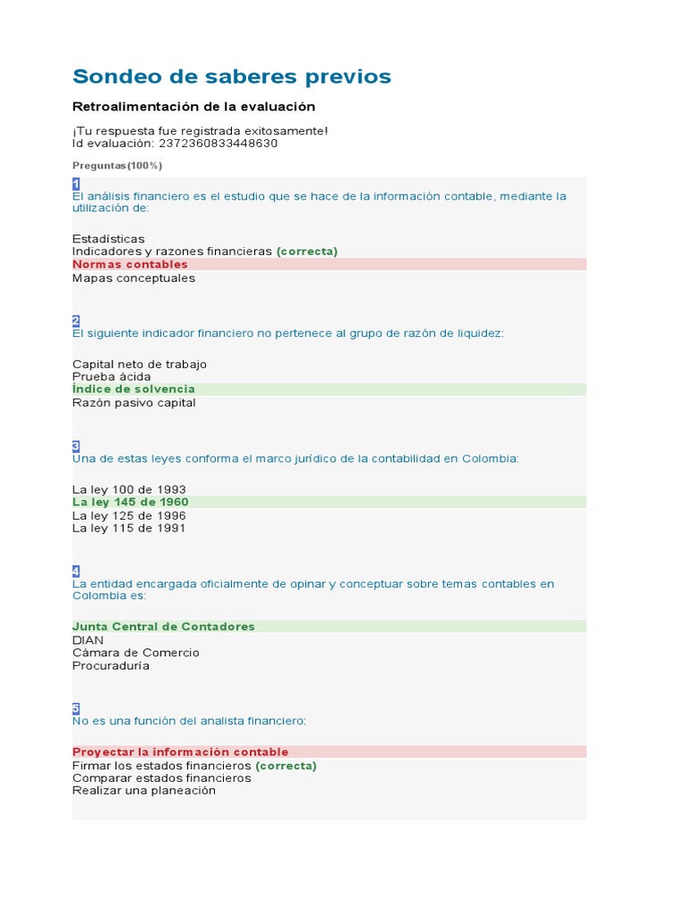 Sondeo de Saberes Previos | PDF