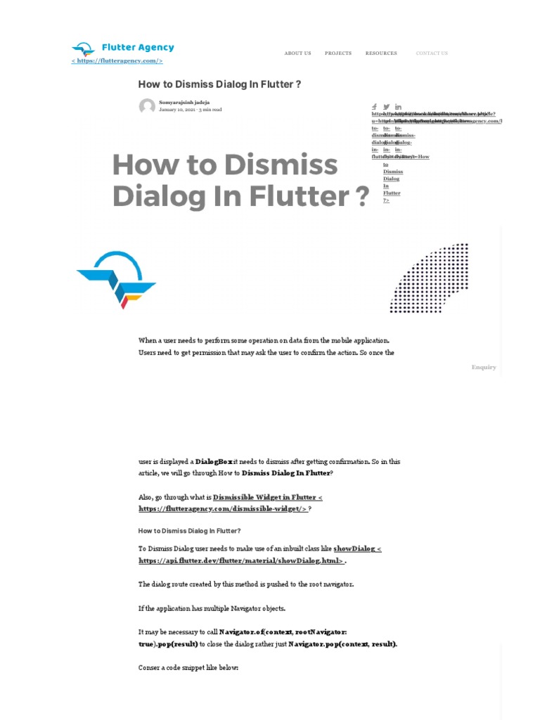 How To Dismiss Dialog in Flutter - Flutter Agency | PDF | Information ...