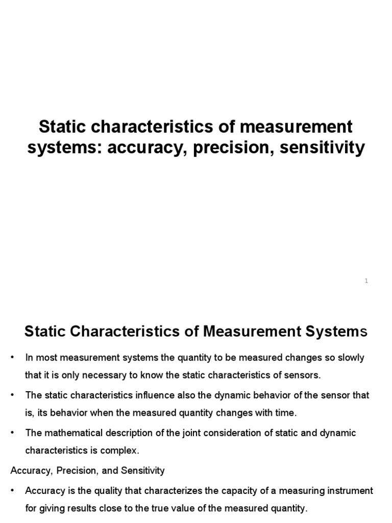 1.4 Static Characteristics of Measurement Systems Accuracy, Precision, Sensitivity | PDF ...