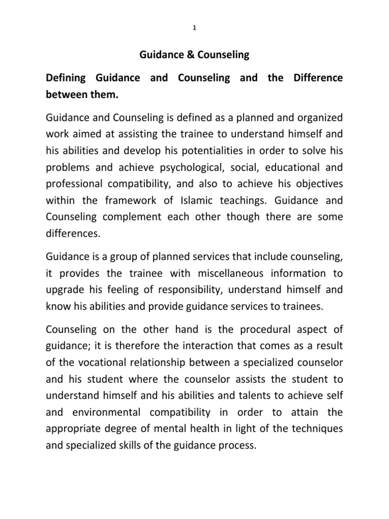 1 - Guidance and Counseling | PDF | Counseling Psychology | School ...