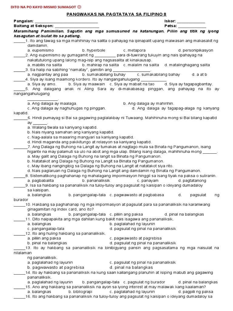 Summative Grade 7 | PDF