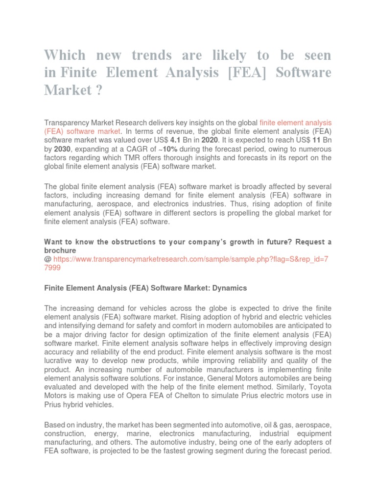 Finite Element Analysis (FEA) Software Market | PDF | Finite Element ... Finite Element Analysis (FEA) Software Market | PDF | Finite Element ...
