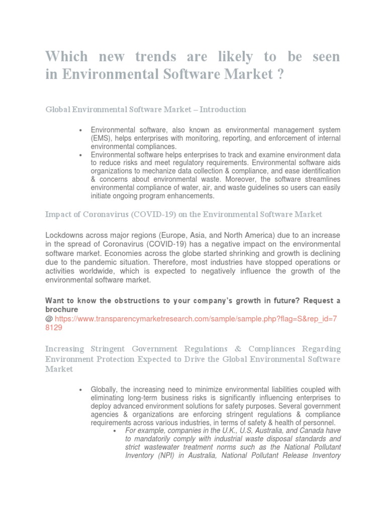 Environmental Software Market Trends | PDF | Regulatory Compliance | Safety