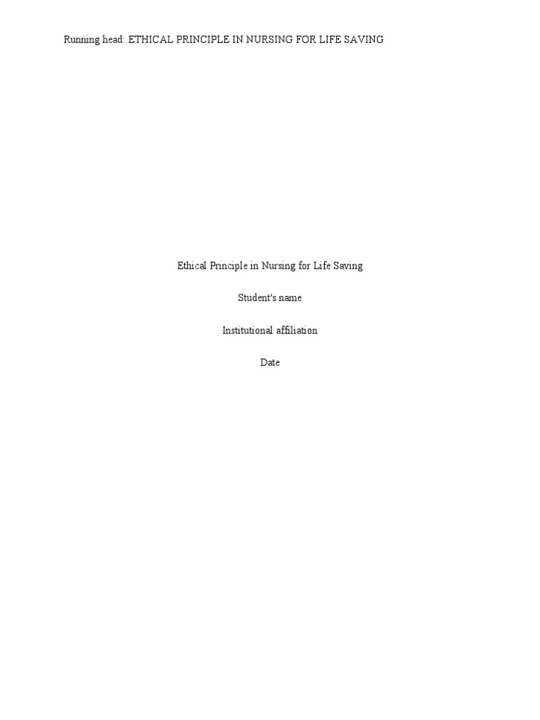 Ethical Principle in Nursing For Life Saving | PDF | Health Equity ...