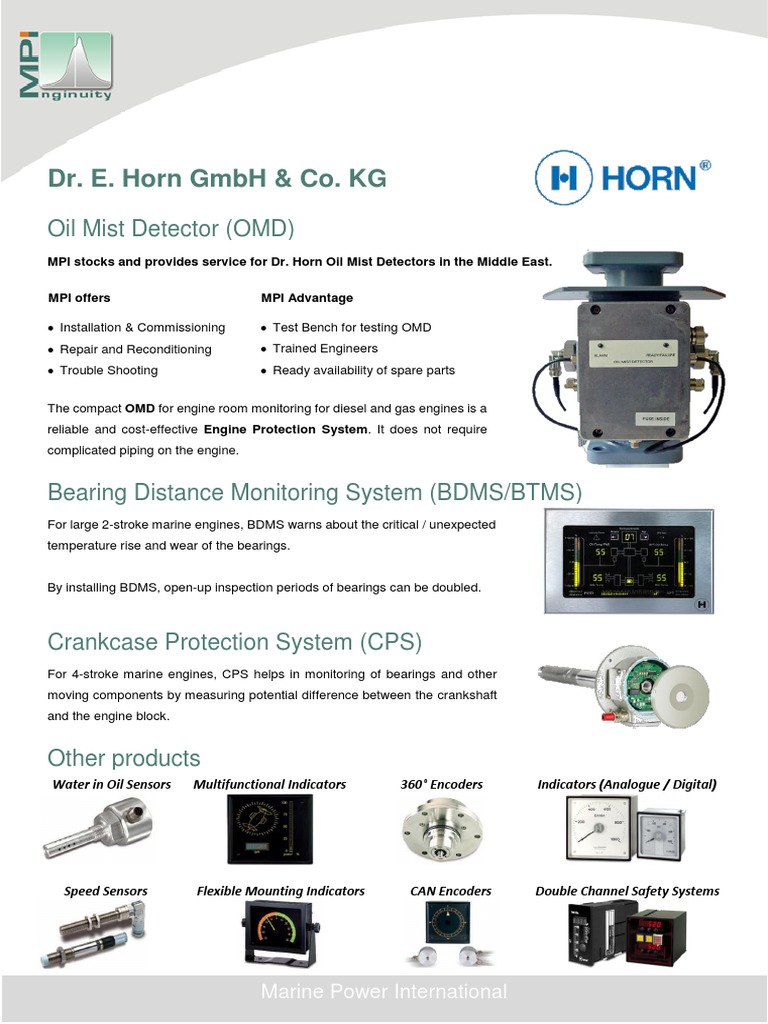 Dr. E. Horn GMBH & Co. KG: Oil Mist Detector (Omd) | PDF