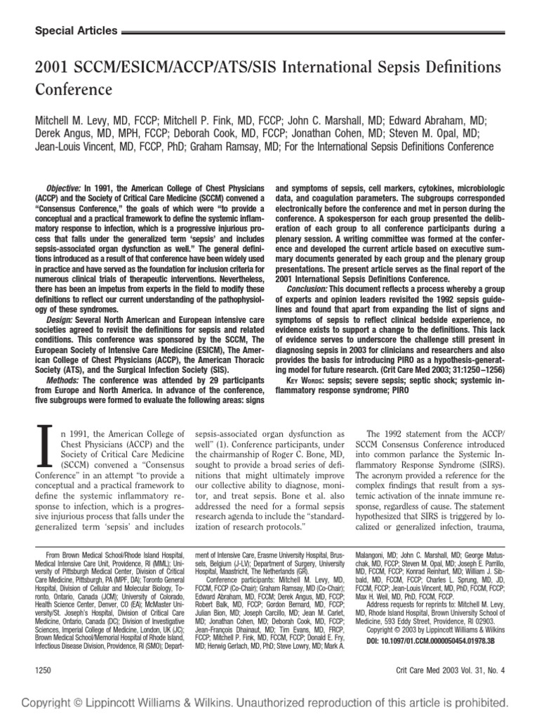 2001 SCCM/ESICM/ACCP/ATS/SIS International Sepsis Definitions ...