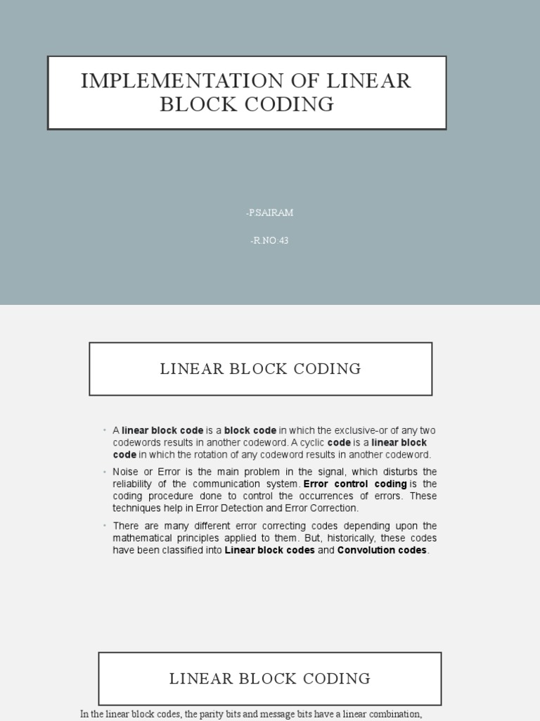 Linear Block Coding | PDF | Error Detection And Correction | Data