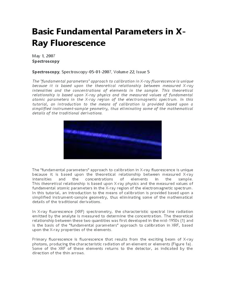 Basic Fundamental Parameters In Xrf Pdf Fluorescence Spectroscopy 