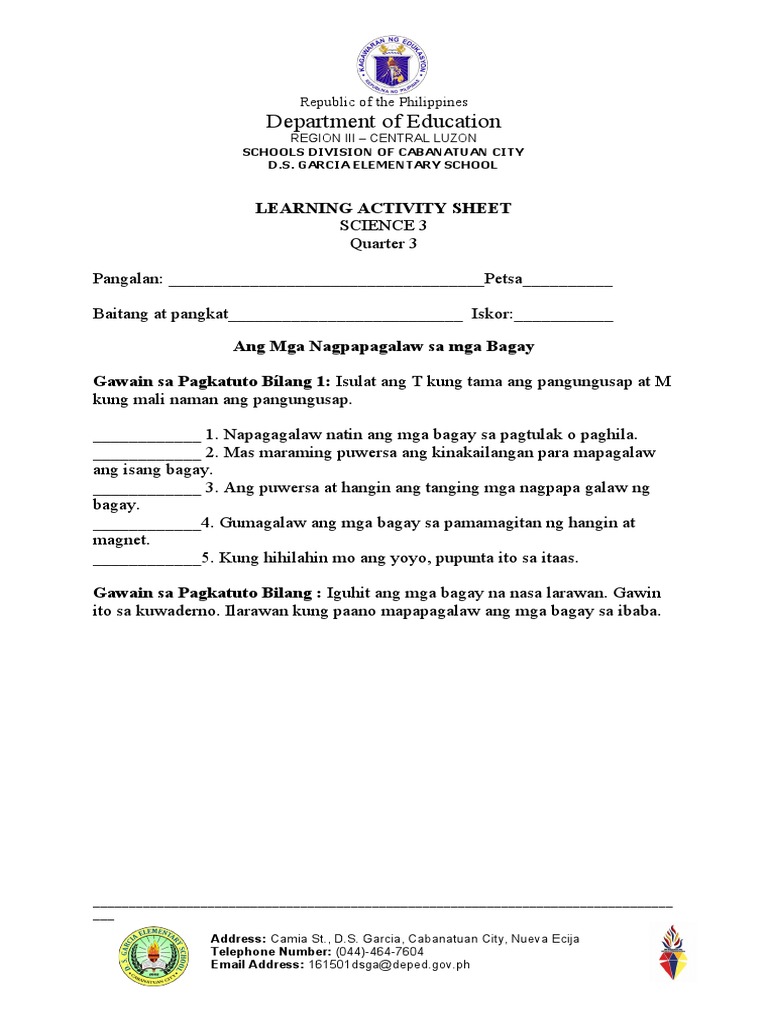 Department of Education: Learning Activity Sheet | PDF