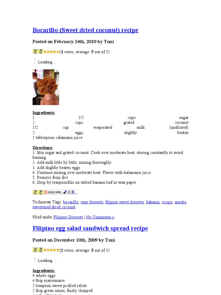 Bocarillo | PDF | Coconut Milk | Desserts