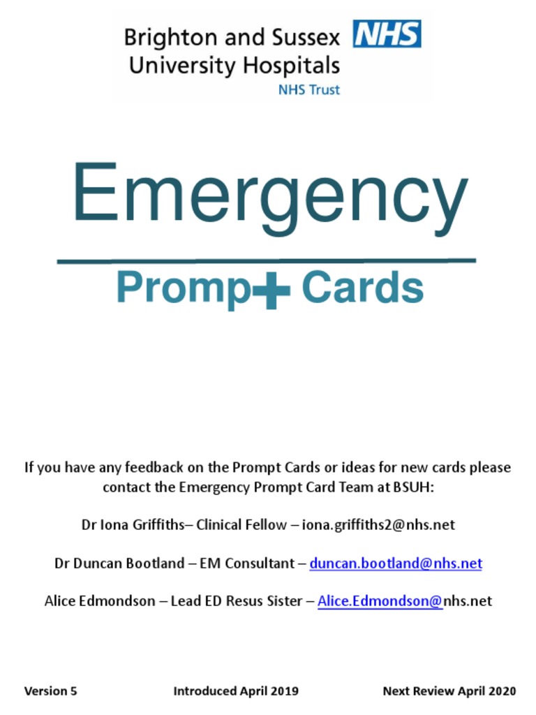 Emergency Department Prompt Cards | PDF | Interventional Radiology | Sepsis