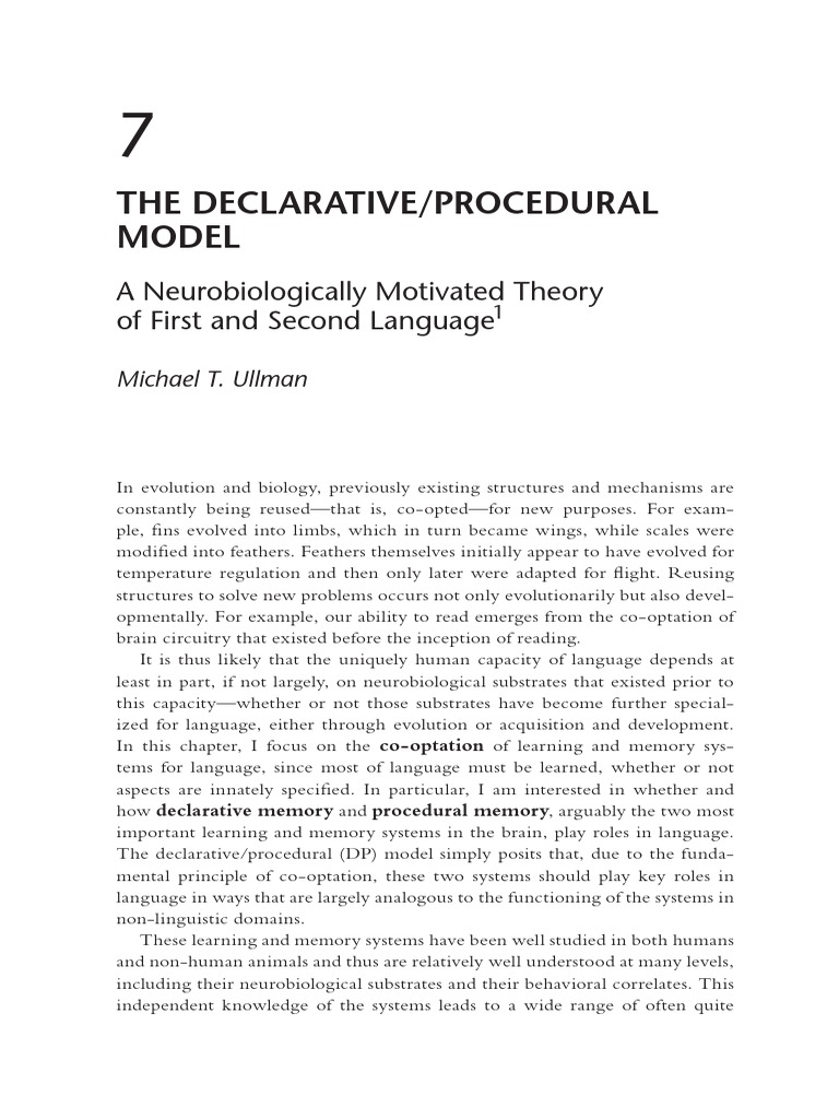 Dclarative Procedural Model - LGG | PDF | Second Language | Cerebrum