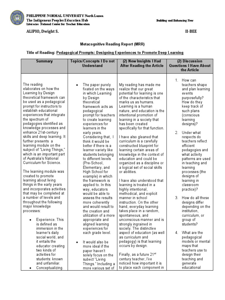 ALIPIO, Dwight S. Ii-Bee: Hilippine Ormal NIVERSITY North Luzon | PDF ...