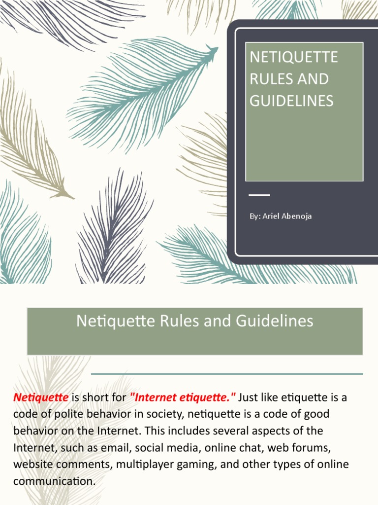 Netiquette Rules and Guidelines: By: Ariel Abenoja | PDF | Internet ...