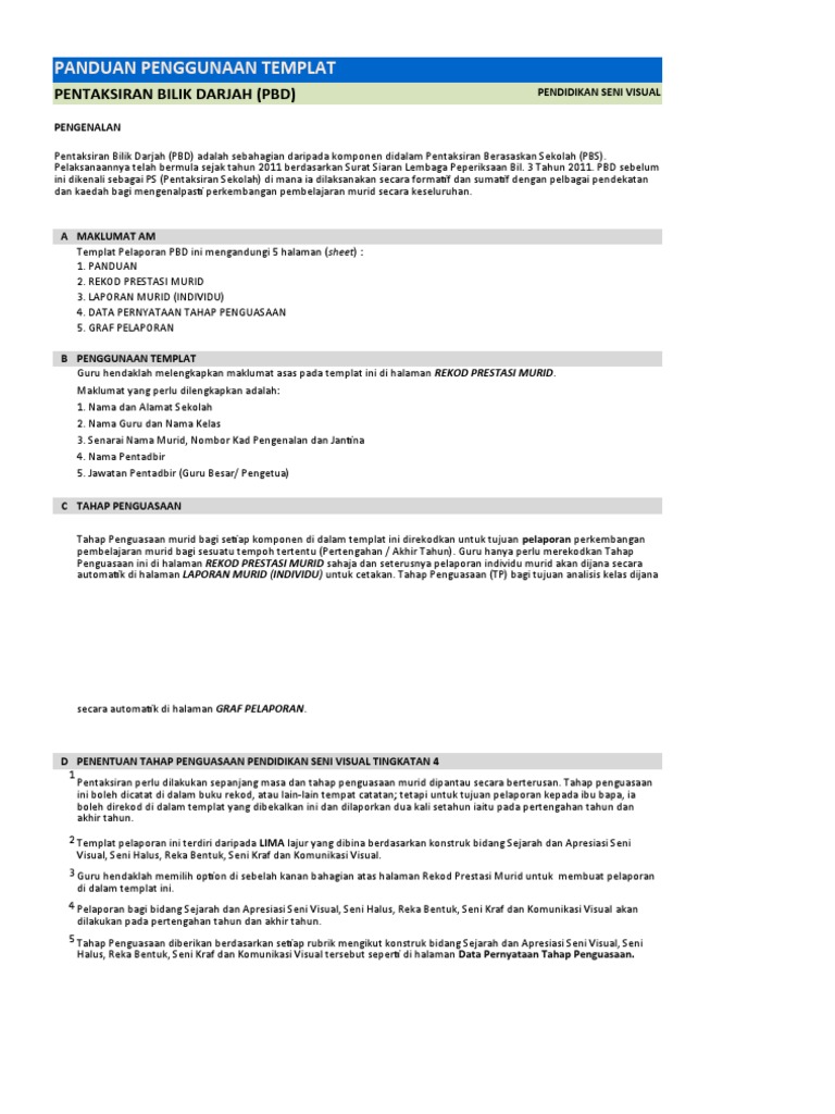 Templat Pelaporan PBD PSV Ting 4 | PDF