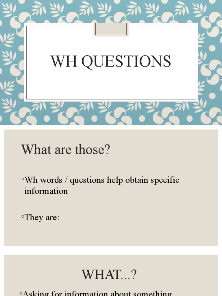 WH Questions | PDF