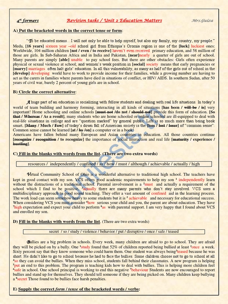 Serie - Corrige - Bac-Anglais-Module 3 - Education Matters | PDF ...