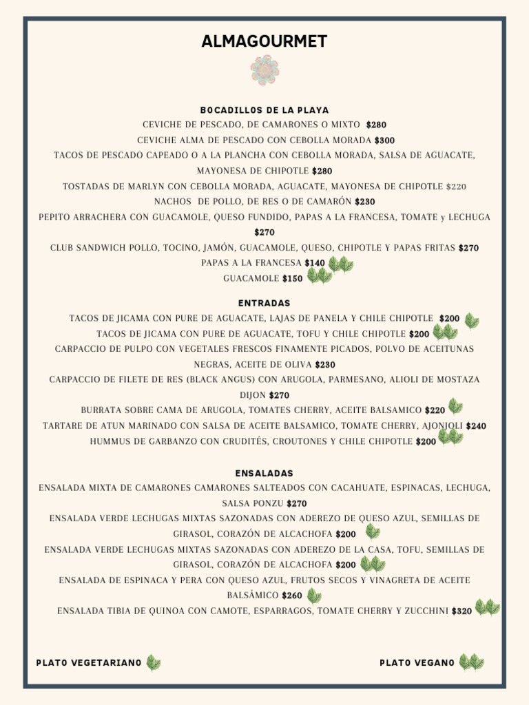 Spanish Menu | PDF | ensalada | Postres