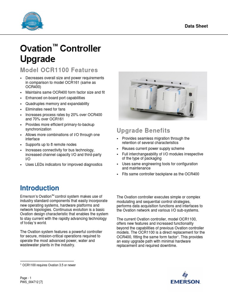 Ovation Controller Upgrade: Model OCR1100 Features | PDF | Product ...