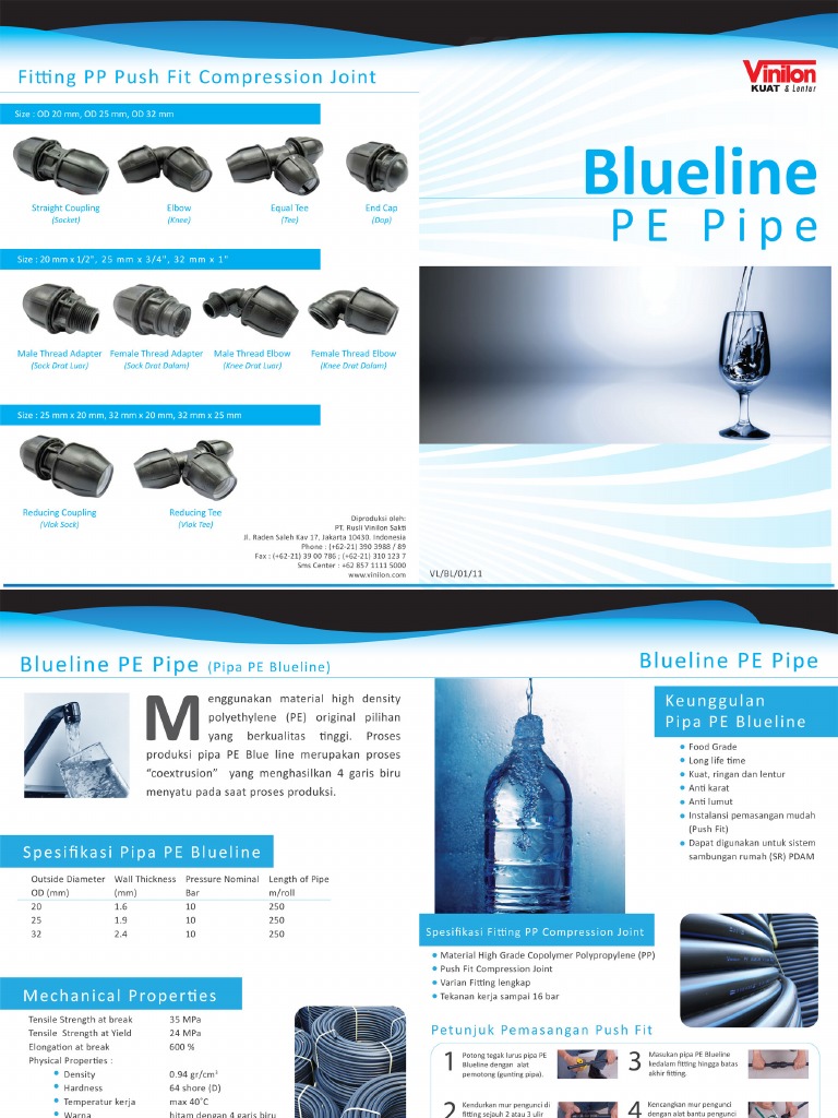Brosur Pipa HDPE Blueline Vinilon | PDF