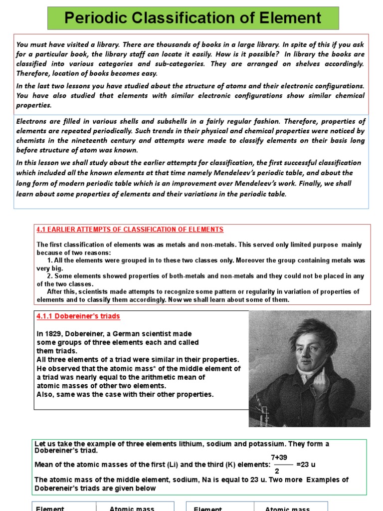 Classification of Elements and Periodicity | PDF | Periodic Table ...