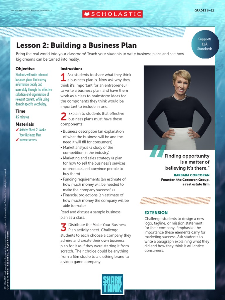 Lesson 2: Building A Business Plan: Objective | PDF | Lesson Plan ...